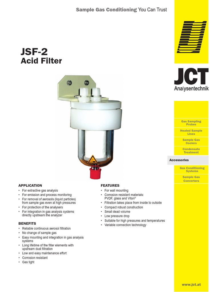 Acid Filter: Sample Gas Conditioning | PDF | Gases | Aerosol