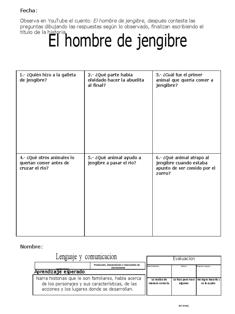 Actividades del Hombre de Jengibre | PDF | Evaluación | Aprendizaje