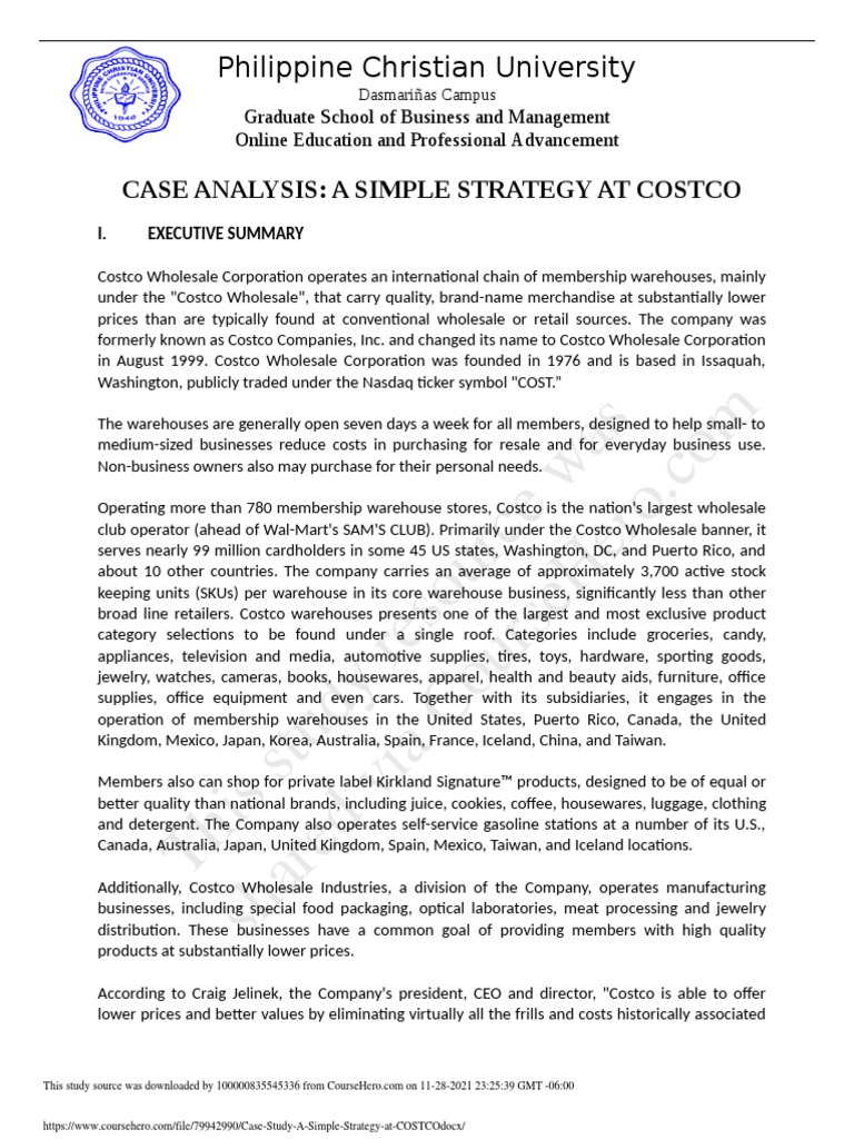 This Study Resource Was: Philippine Christian University | PDF | Costco ...
