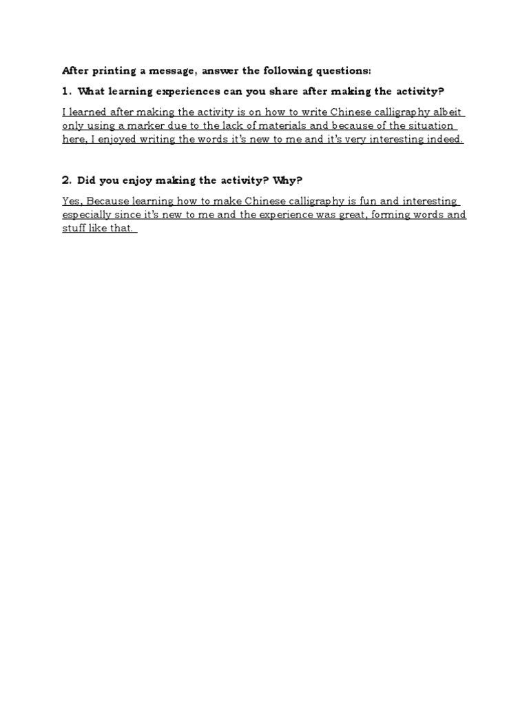 Chinese Calligraphy 2 - ARTS - MAPEH 8 | PDF