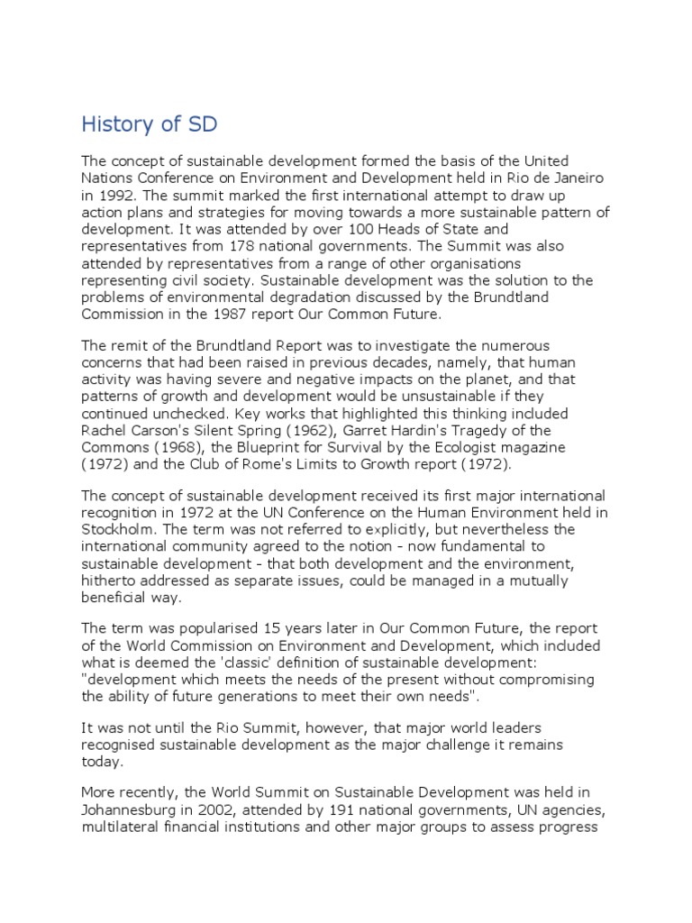 History of Sustainable Development | PDF | Sustainability | Sustainable ...