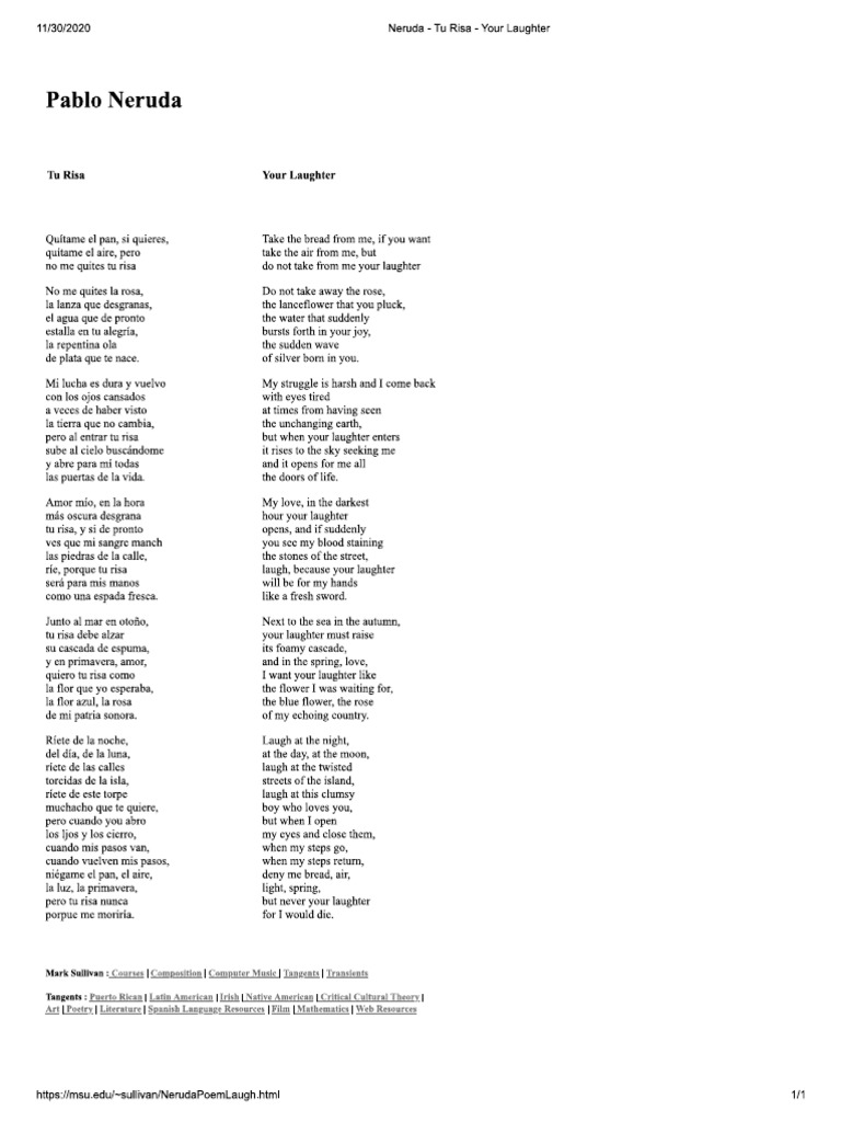 Tu Risa by Pablo Neruda | PDF