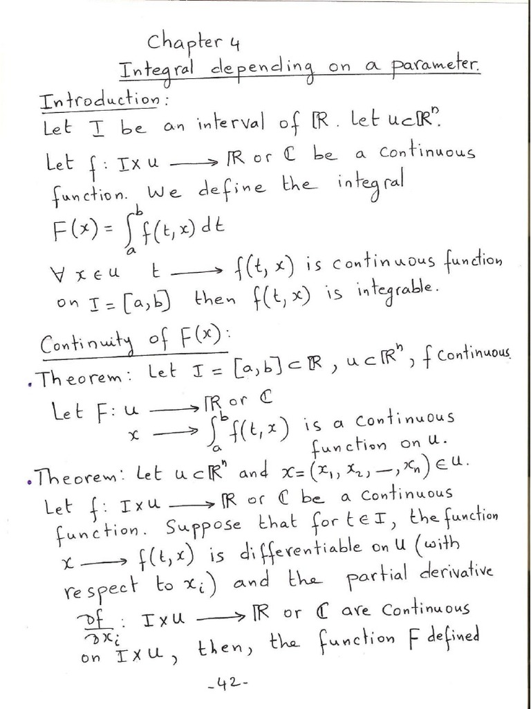 Chapter 4 Integral Depending On A Parameter | PDF