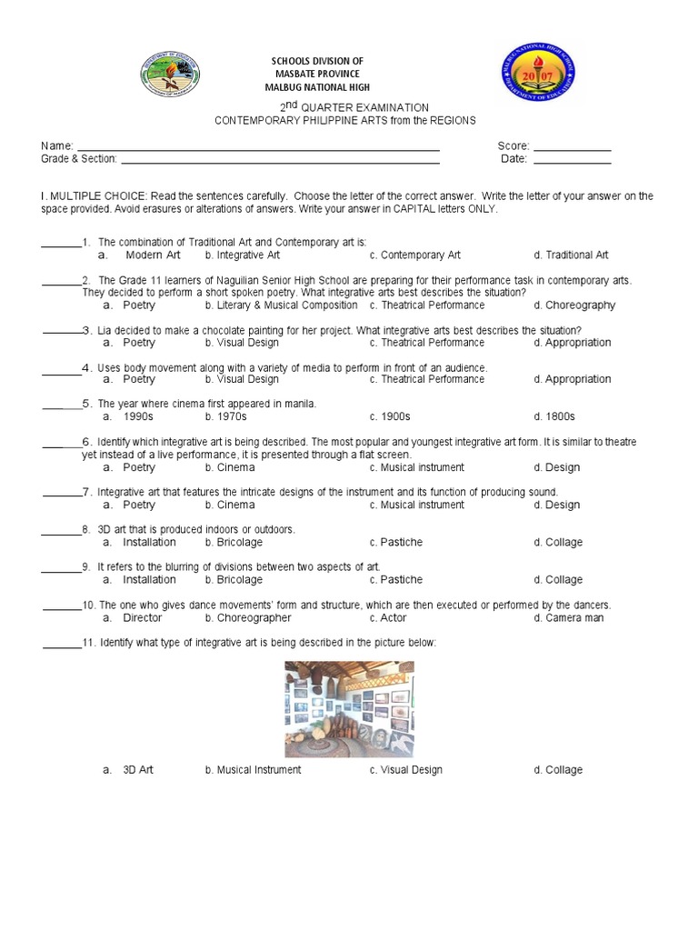 1st Quarter Examination Contemporary Arts | PDF | Abstract Art | Dances