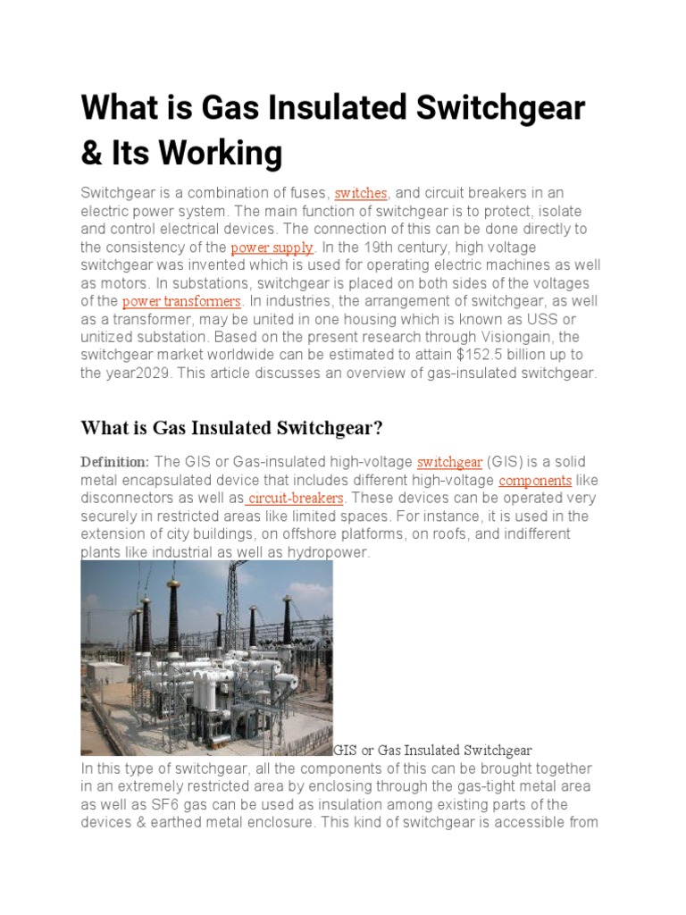 What Is Gas Insulated Switchgear | PDF | Electrical Substation ...