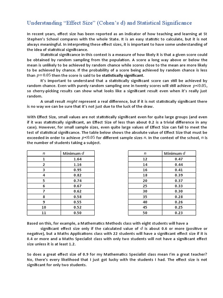 Understanding "Effect Size" (Cohen's D) and Statistical Significance ...
