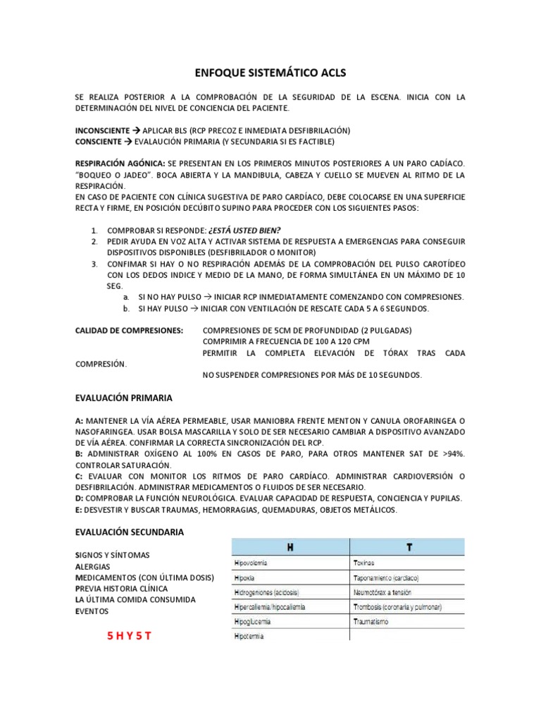 Enfoque Sistemático Acls y Algoritmo de Paro | PDF