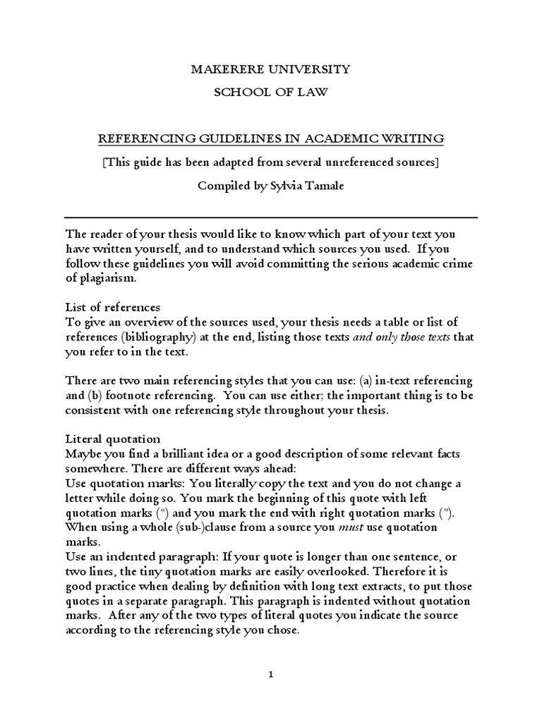 Referencing Guidelines for Academic Writing | PDF | Citation | Note ...