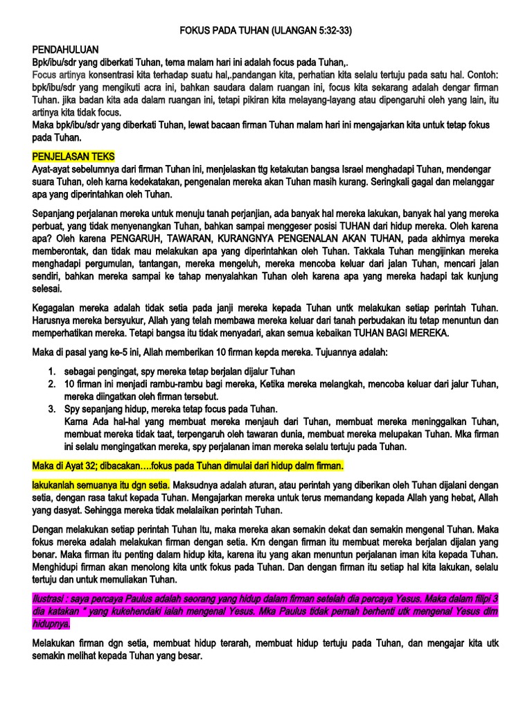 Fokus Pada Tuhan | PDF