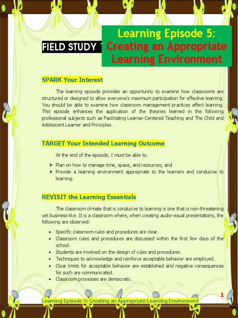 Creating An Appropriate Learning Environment | Download Free PDF ...