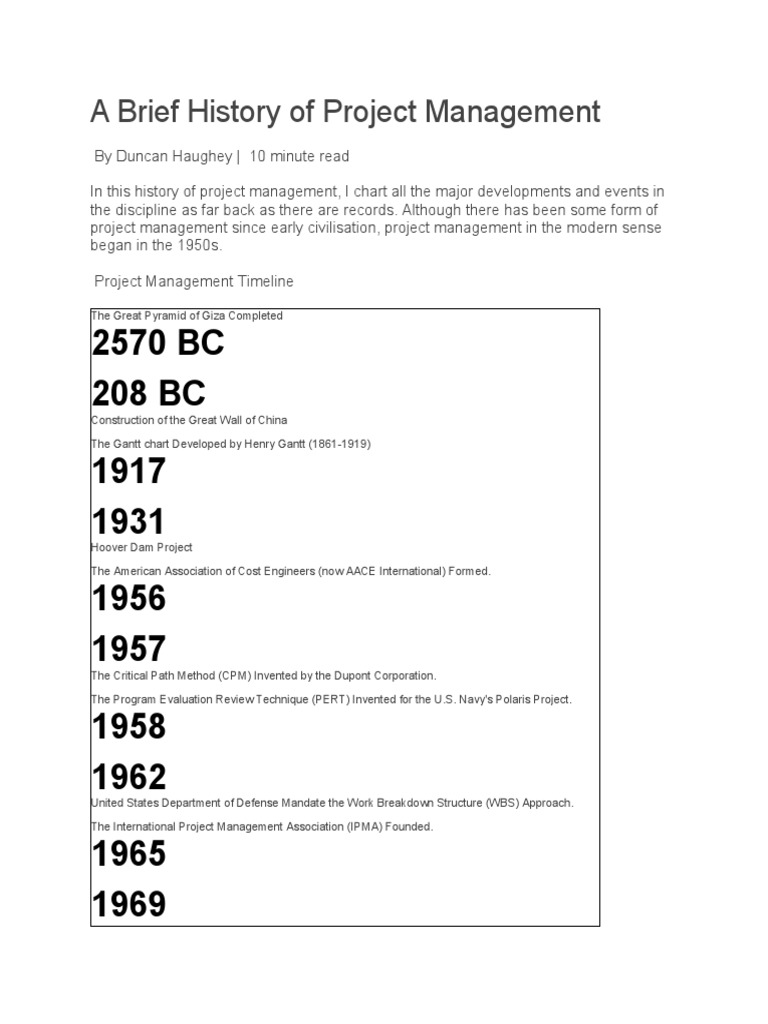A Brief History of Project Management | PDF | Project Management ...