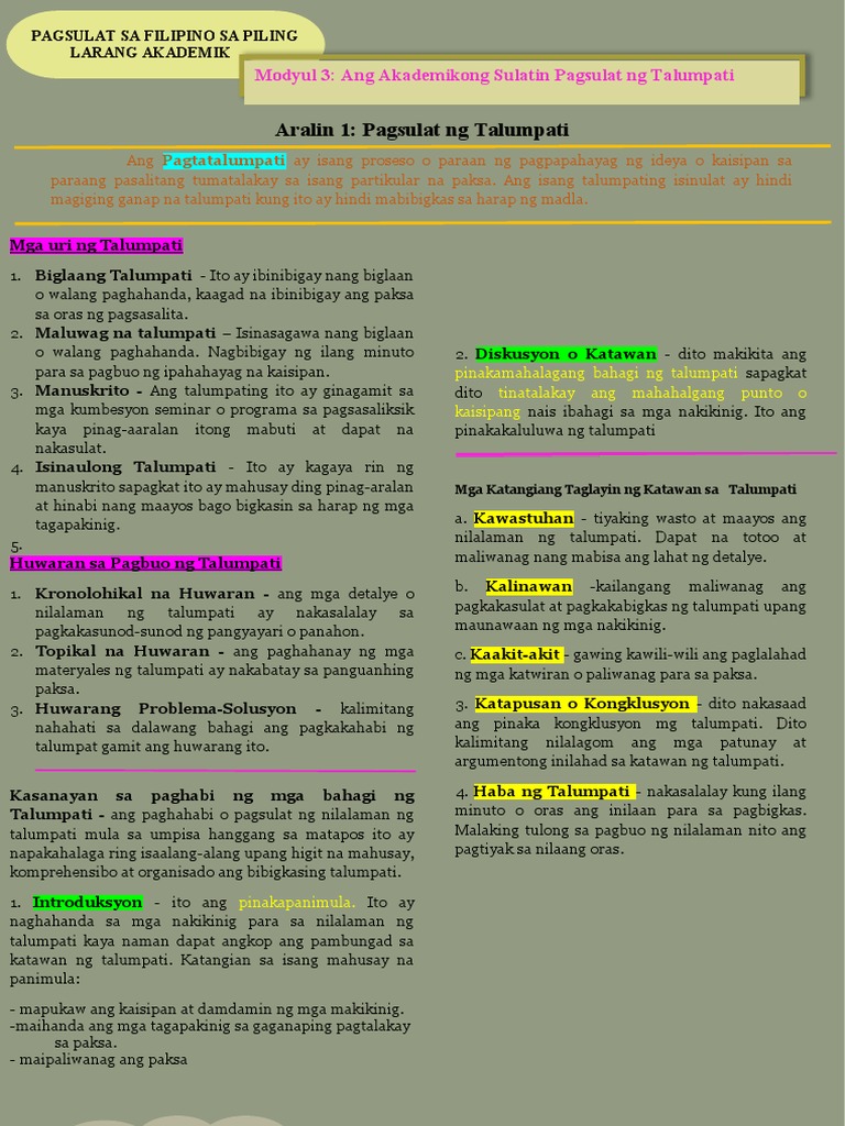 Notes in Filipino 2 | PDF