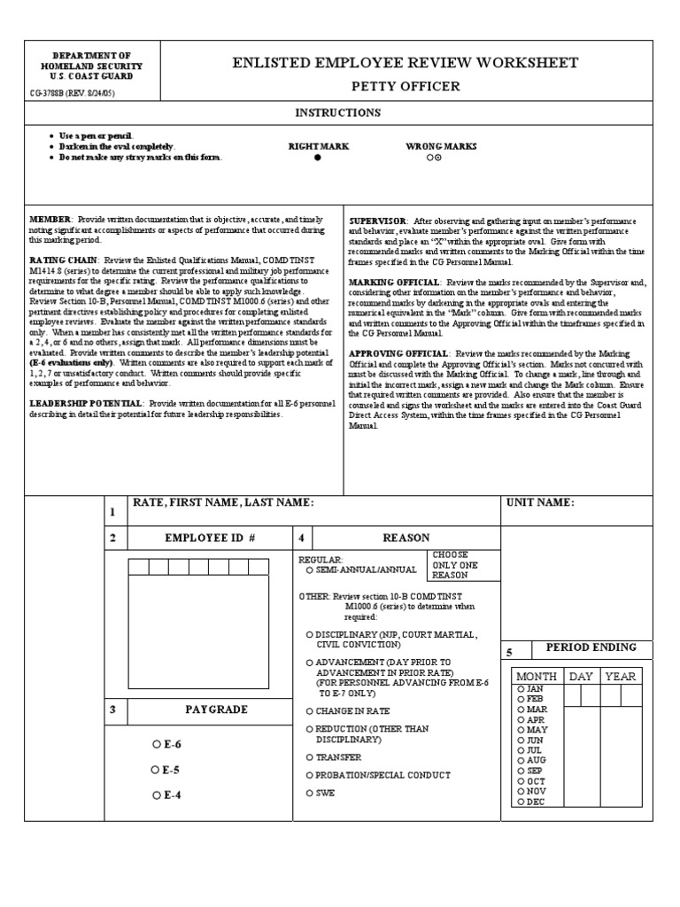 Enlisted Employee Review Worksheet: Instructions | PDF | Integrity ...