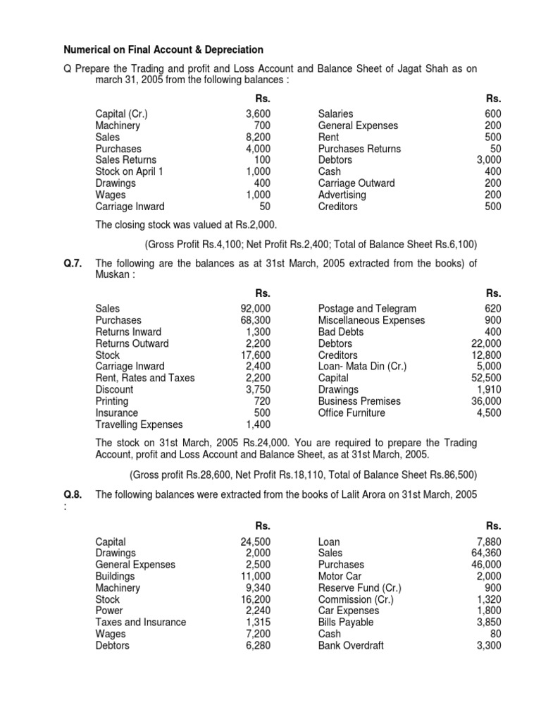 Final Accounts Preparation Guide | PDF | Bad Debt | Debits And Credits