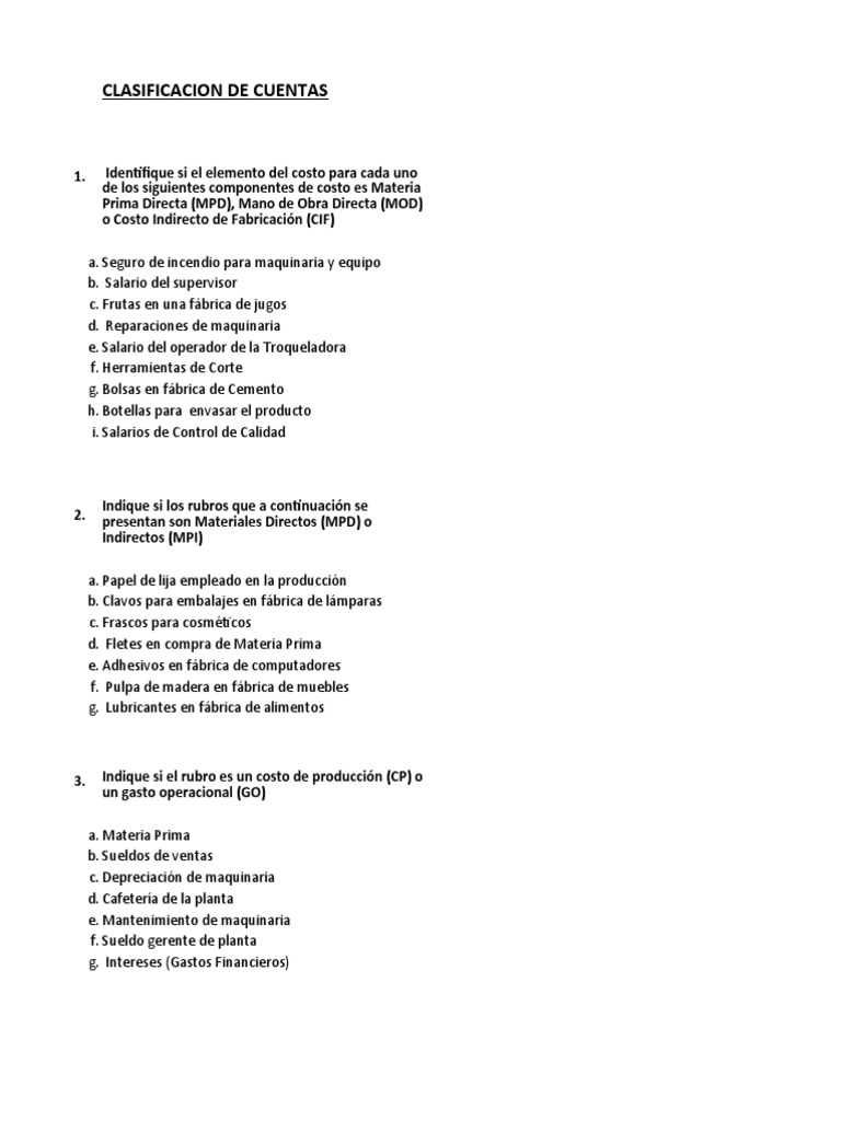 Taller Ordenar Cuentas EEFF | PDF | Economias | Sector secundario de la economía