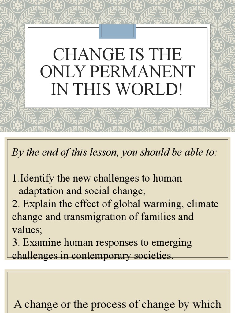Change Is The Only Permanent in This World | PDF | Climate Change ...