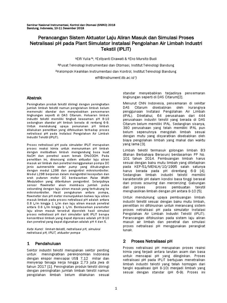 14 Perancangan Sistem Aktuator Laju Aliran Masuk Dan Simulasi Proses ...