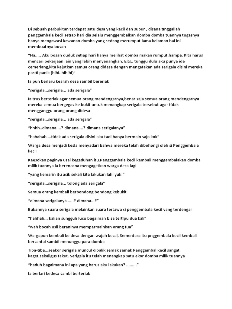 Teks Story Telling Penggembala Dan Serigala | PDF