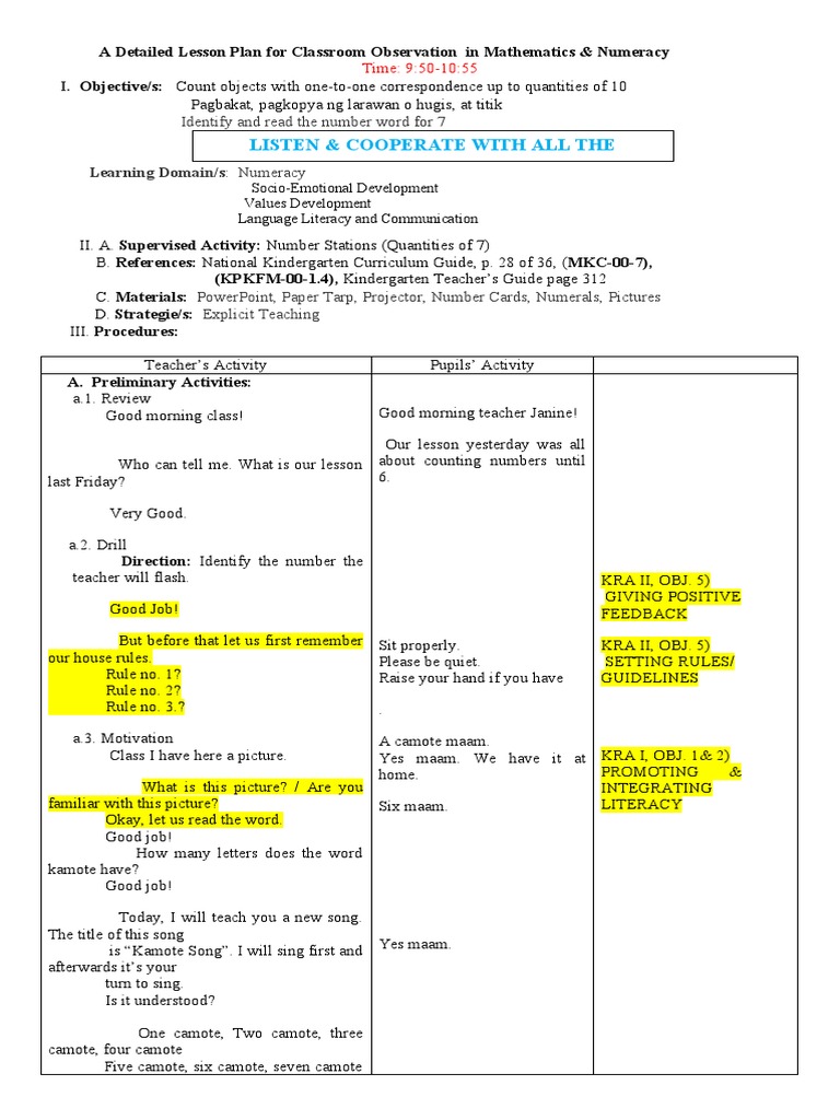 Kindergarten Lesson Plan For Co Third Quarter | PDF | Lesson Plan ...