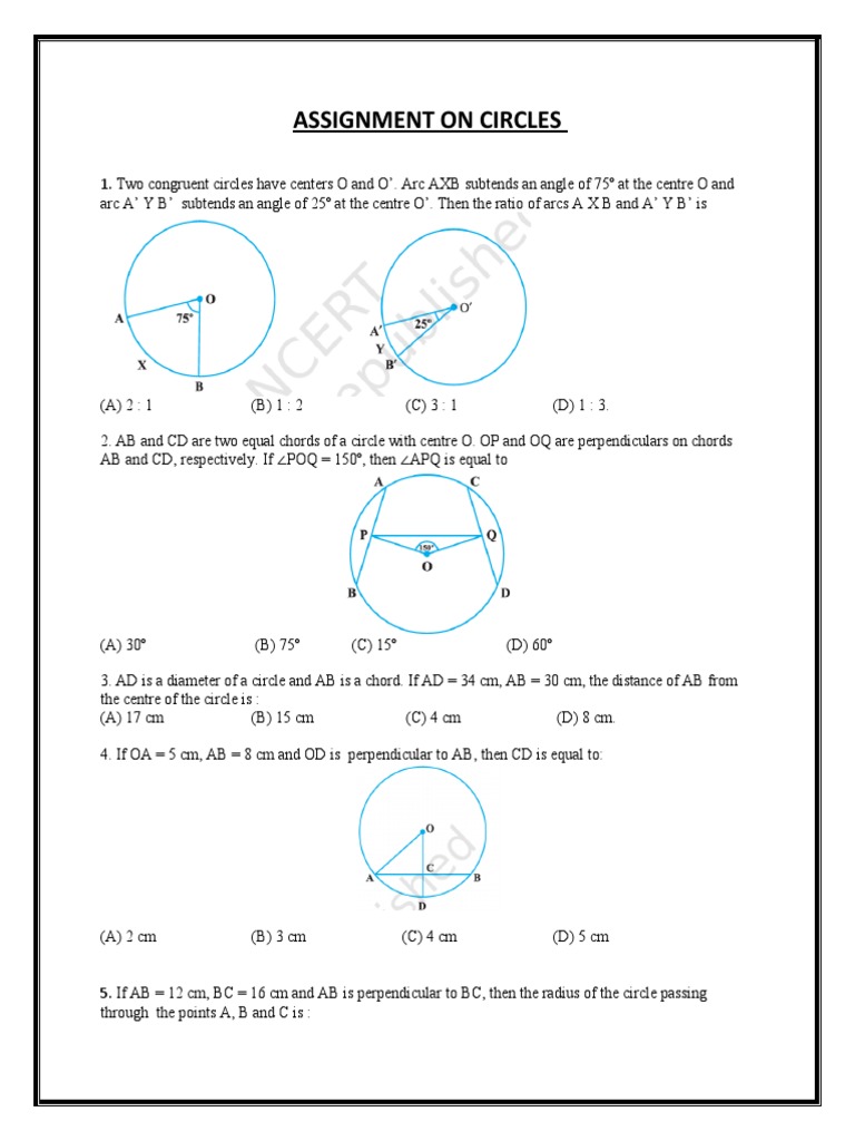 Assignment On Circles | PDF