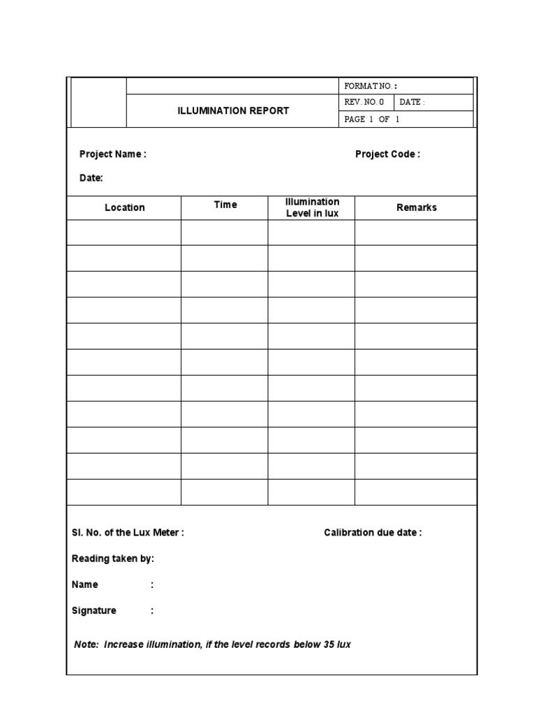 Illumination Level Report | PDF