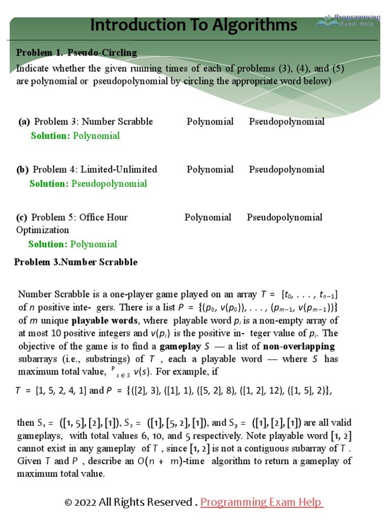 Algorithm Exam Help | PDF | Dynamic Programming | Mathematical Analysis