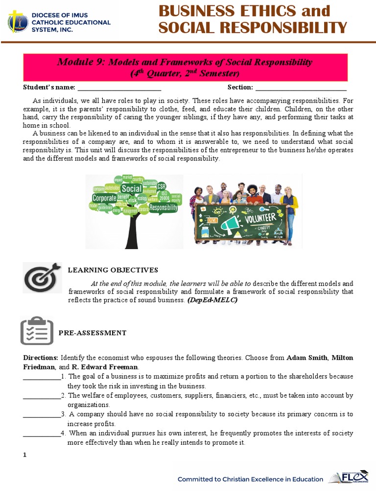 Models and Frameworks of Social Responsibility (4 Quarter, 2 Semester ...