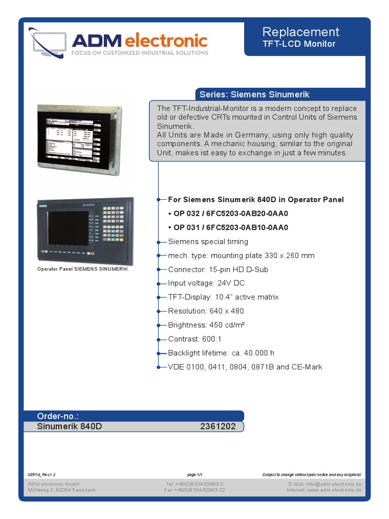Datasheet Siemens Sinumerik 840d Op032 | PDF