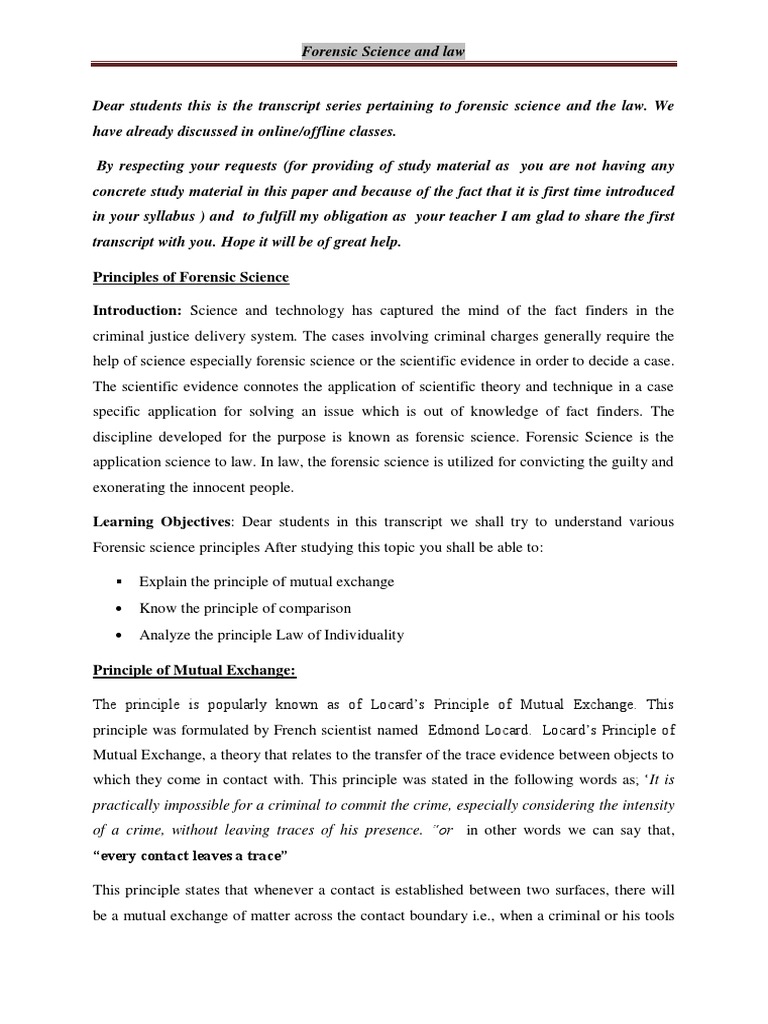 Transcript Series Forensic Science and The Law | PDF | Forensic Science ...