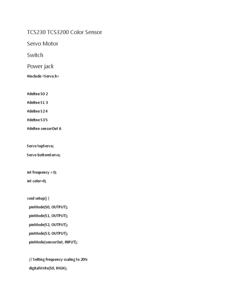 TCS230 TCS3200 Color Sensor | PDF | Color | Computer Science