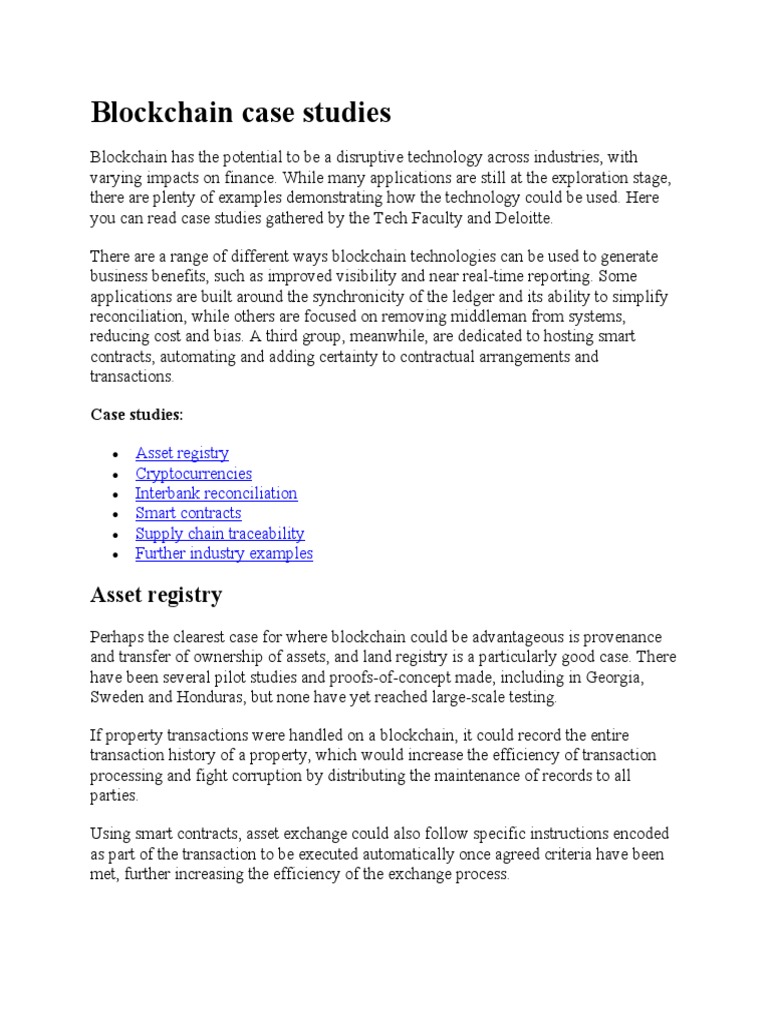 Blockchain Case Studies | PDF | Bitcoin | Cryptocurrency