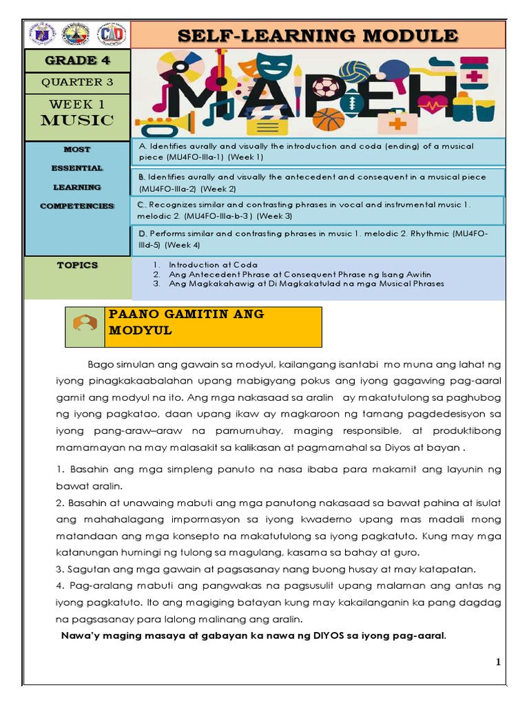 MAPEH 4 Q3 Week 1 | PDF