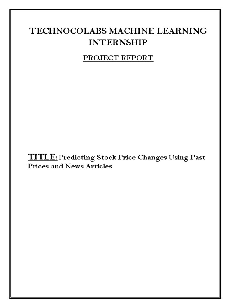 Technocolabs Machine Learning Internship: Project Report | PDF ...