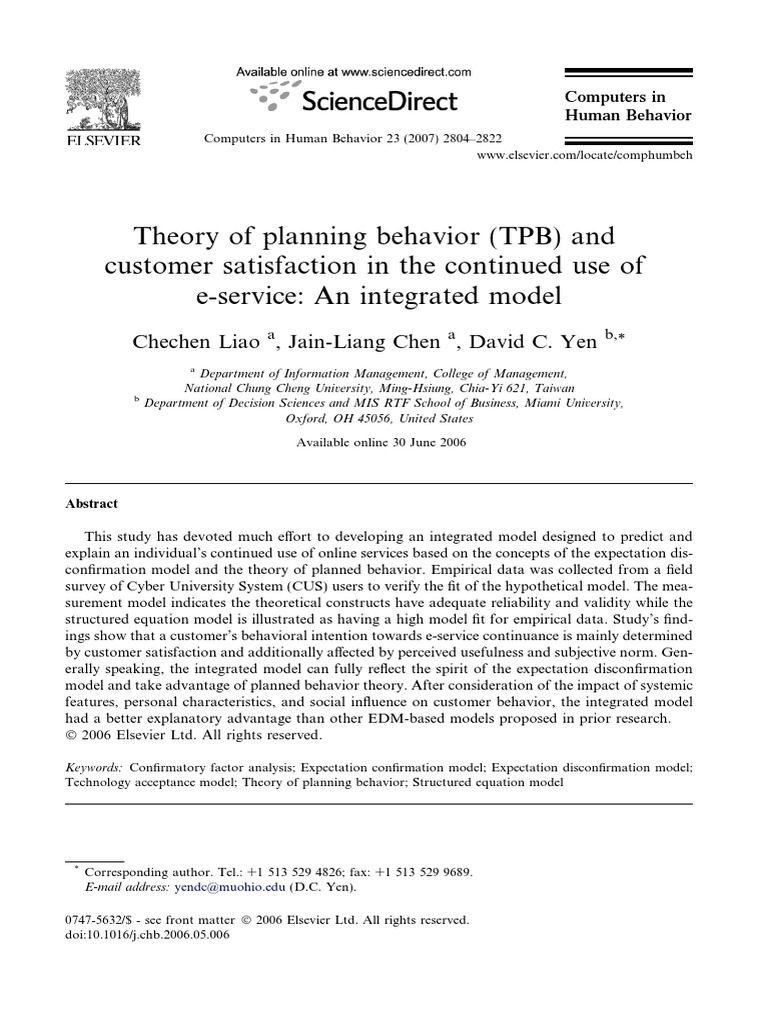 Theory of Planning Behavior (TPB) and | PDF | Cognition | Psychology