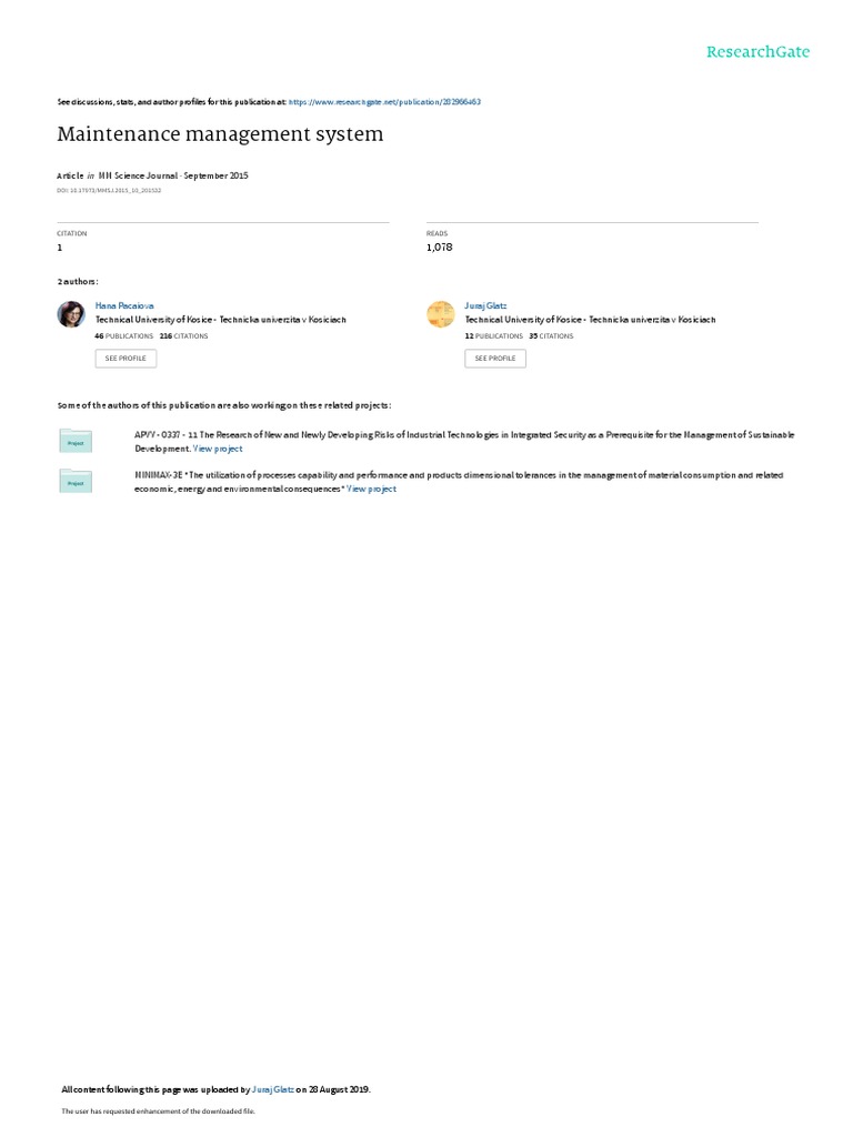 Mmscience 2015 10 Maintenance Management System | PDF | Risk | Risk ...
