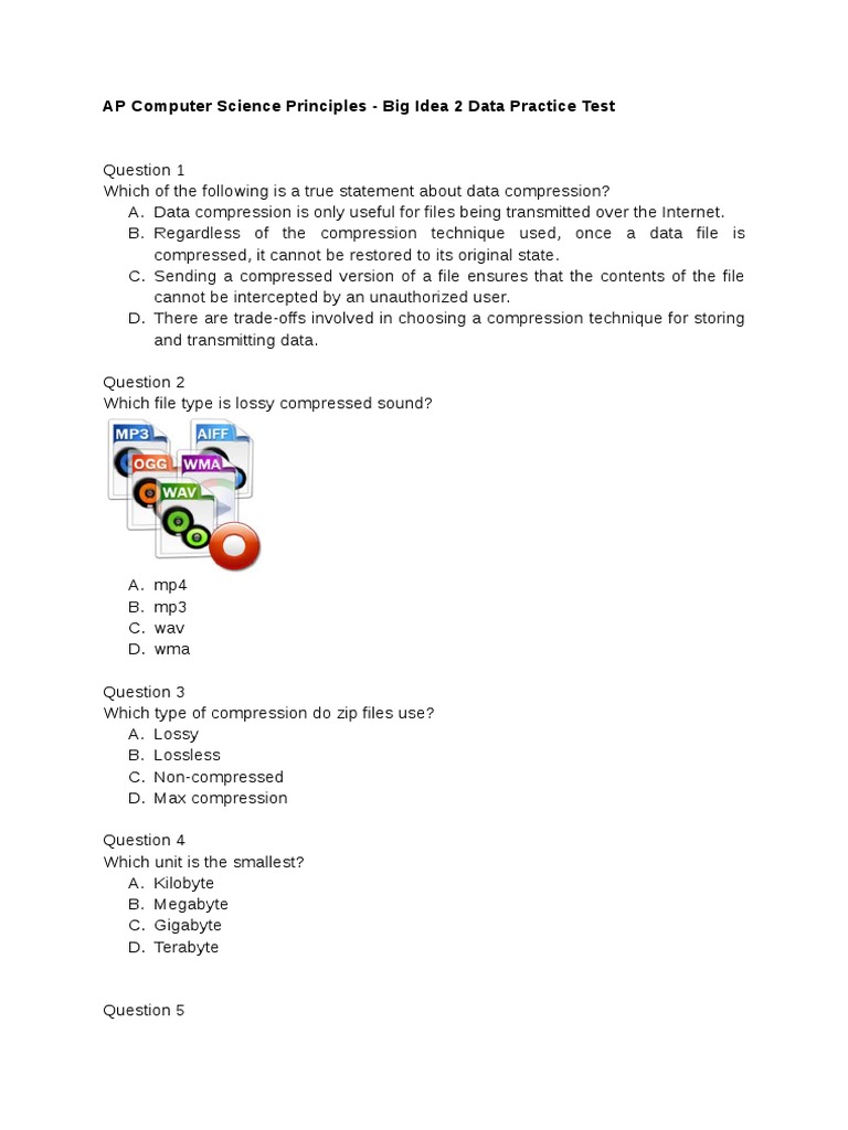 Big Idea 2 Questions Vs 01 | PDF | Data Compression | Bit