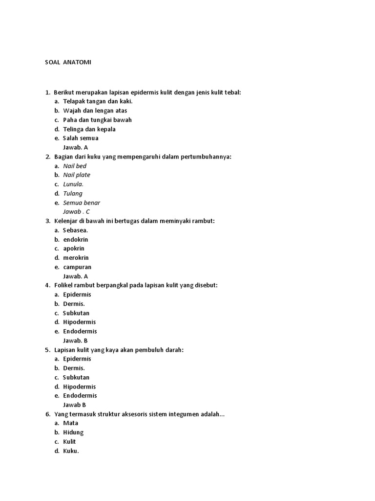 Soal Anatomi Pdf