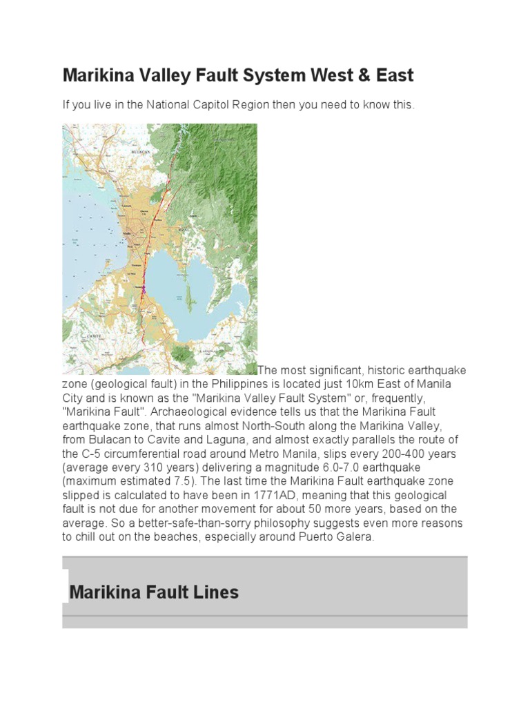 Marikina Valley Fault System West & East-1 | PDF | Earthquakes | Plate ...