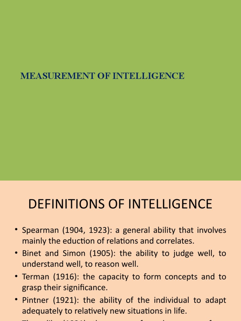 Measurement of Intelligence | PDF | Intelligence Quotient | Cognitive ...