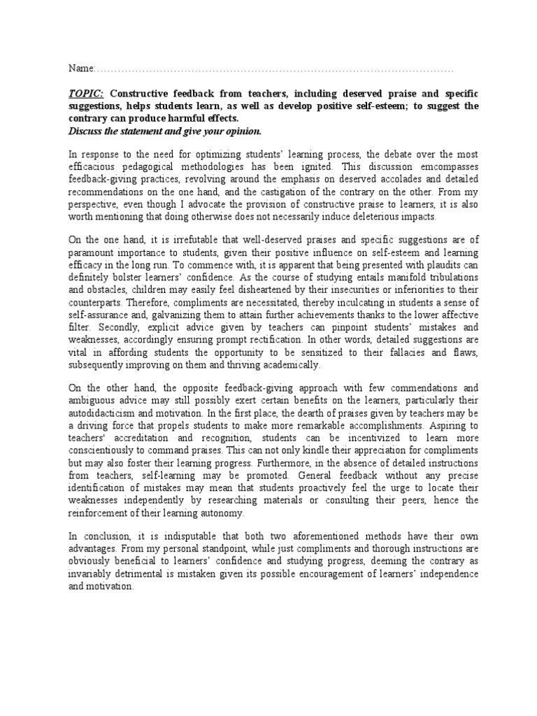 Balancing Praise and Criticism: Constructive Feedback's Role in ...