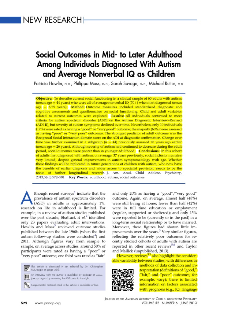 New Research: Patricia Howlin,, Philippa Moss,, Sarah Savage,, Michael ...