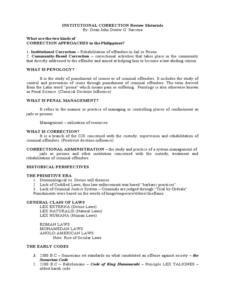 Institutional Correction: A Comprehensive Review of the Philippine ...