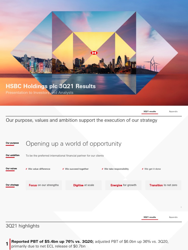 HSBC 3Q21 Results Show Strong Revenue Growth and Net ECL Release | PDF ...