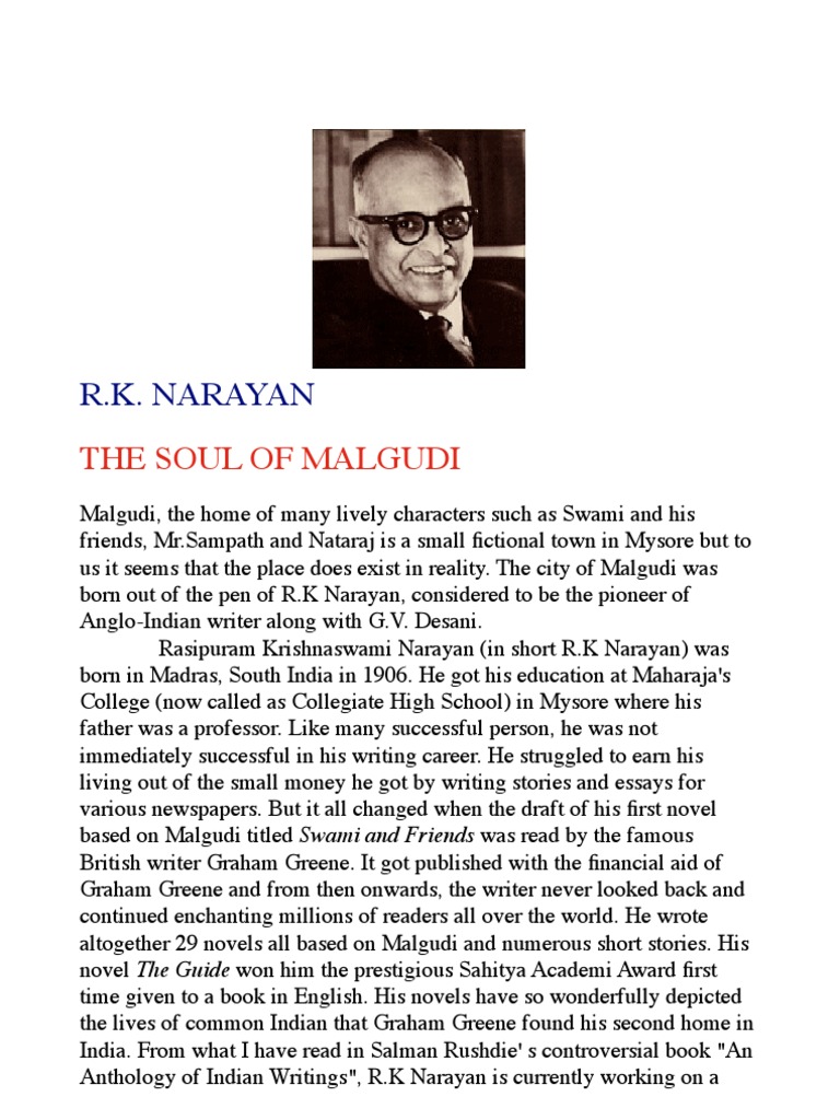 R K Narayan Biography Note | Books | Religion & Spirituality