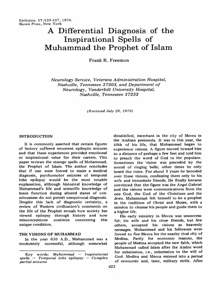 Differential Diagnosis of The Inspirational Spells of Muhammad The ...