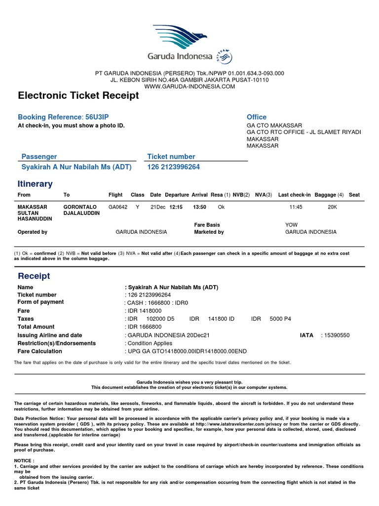 Your Electronic Ticket Receipt-1 | PDF | Dangerous Goods | Transport