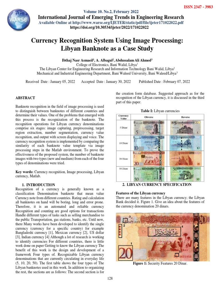 Currency Recognition System Using Image Processing: Libyan Banknote As A Case Study | Download ...