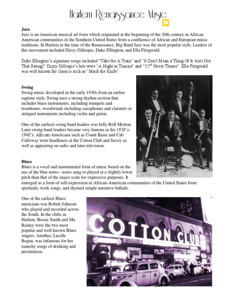 Harlem Renaissance Stations Info3 | PDF | Jazz | Blues