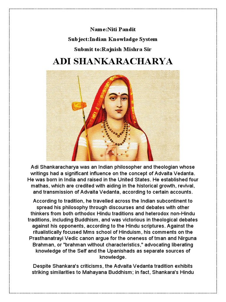 Iks Adi Shankracharya | PDF | Advaita Vedanta | Vedanta