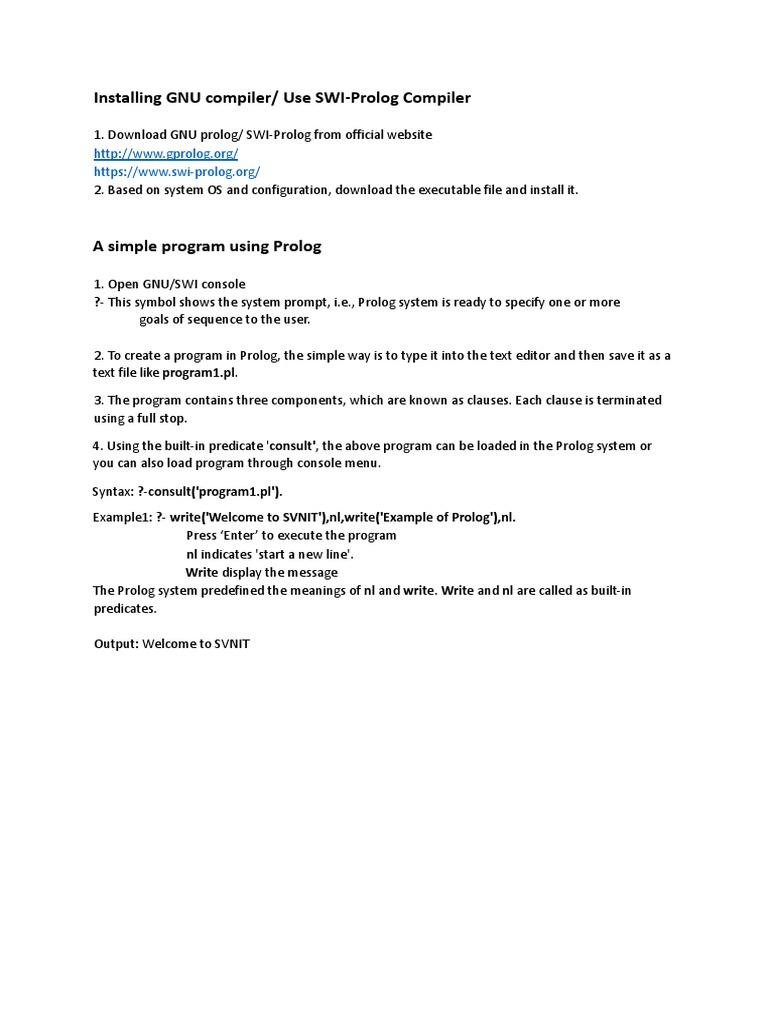 Prolog GNU Swi Basics | PDF | Computers